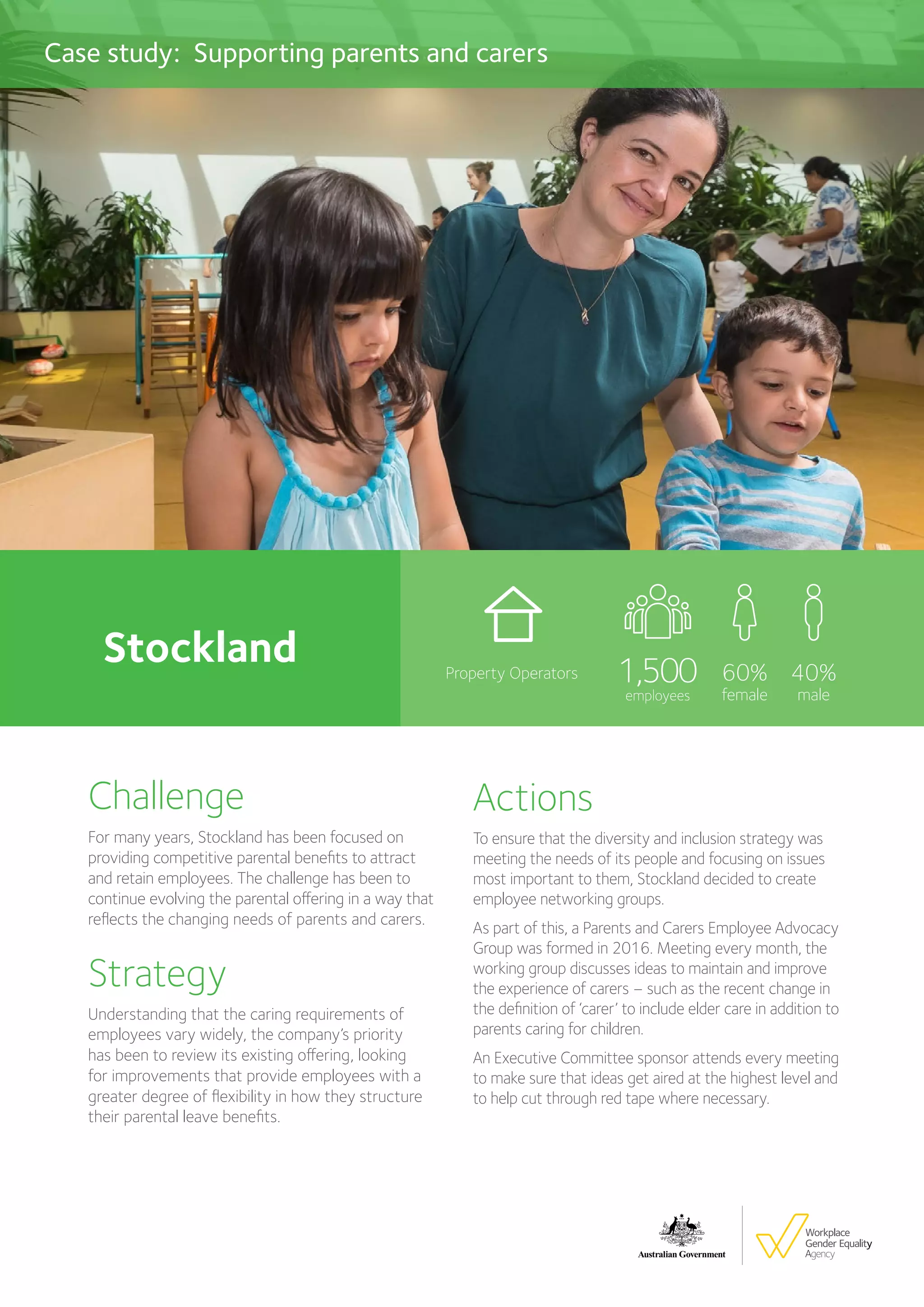 Case study: Supporting parents and carers - Stockland | PDF