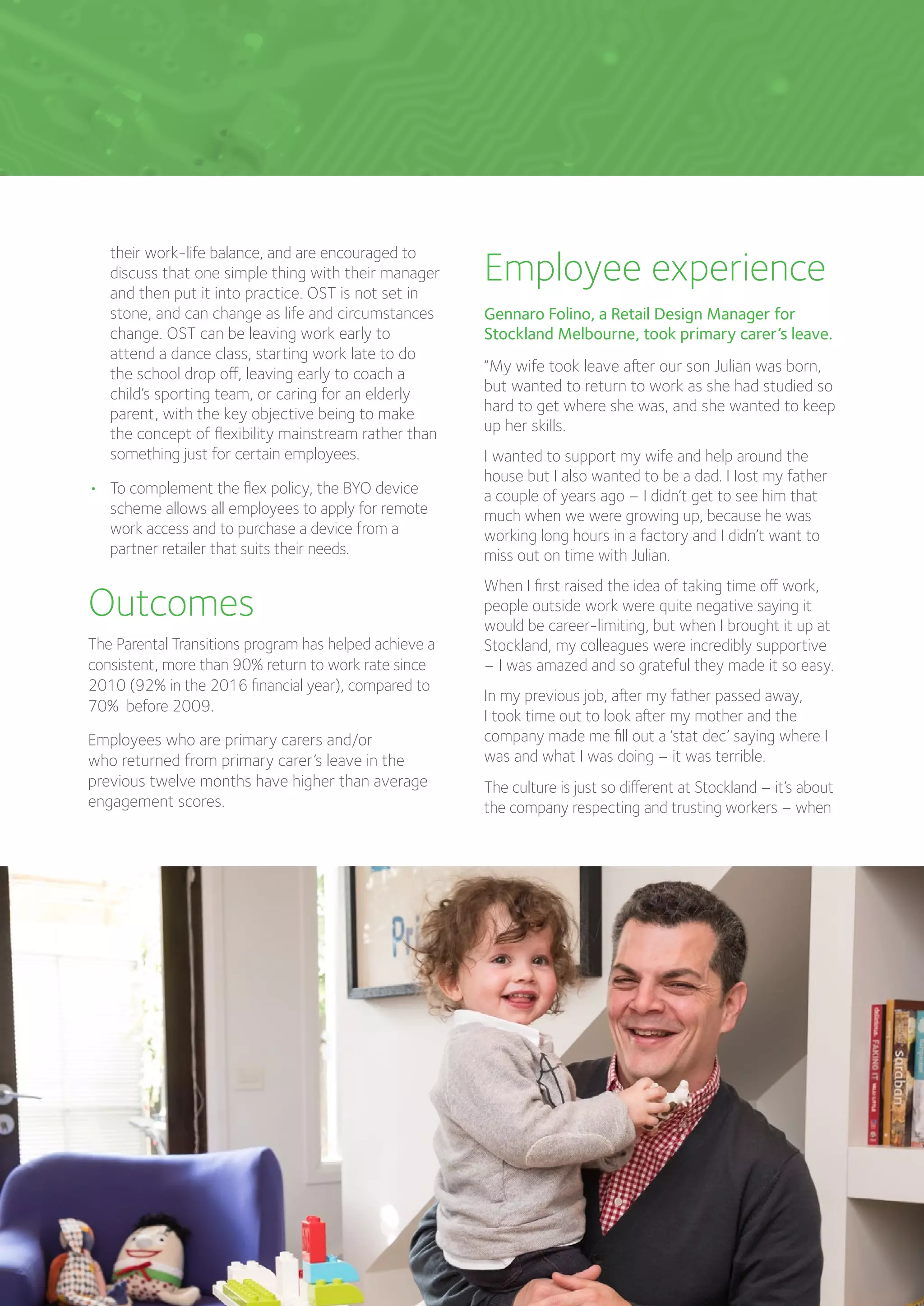 Case study: Supporting parents and carers - Stockland | PDF