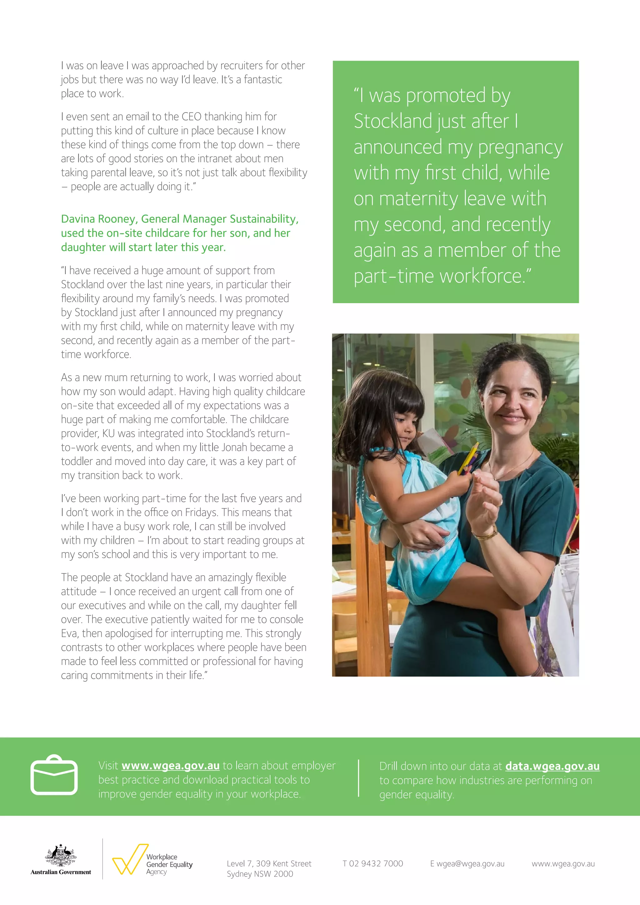 Case study: Supporting parents and carers - Stockland | PDF