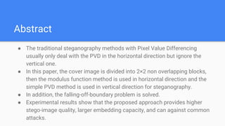 Image Steganography Method Based on PVD and Modulus Function | PPTX | Physics | Science
