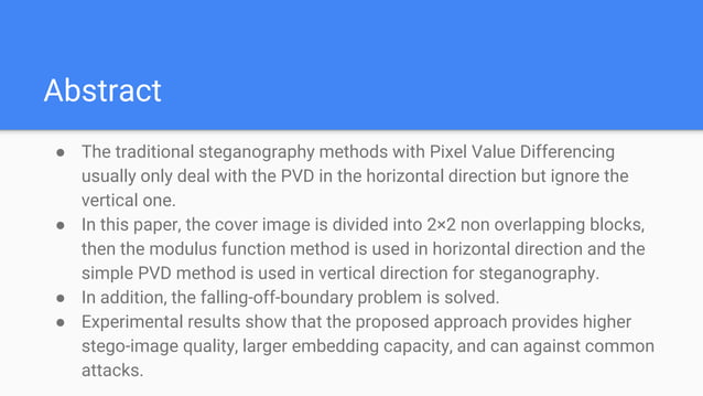 Image Steganography Method Based on PVD and Modulus Function | PPTX | Physics | Science