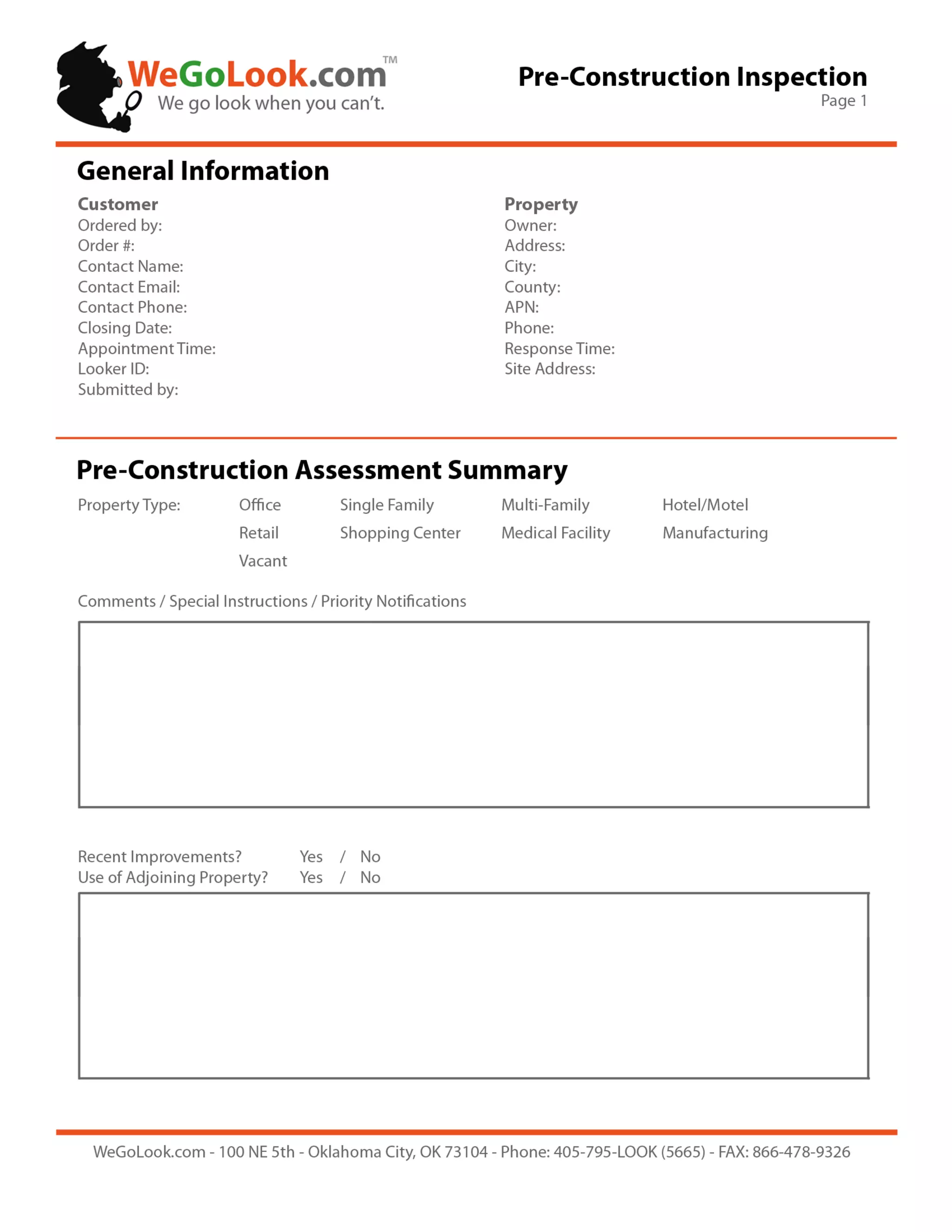 Field Services - Pre-Construction Onsite Inspection Sample Report | PDF