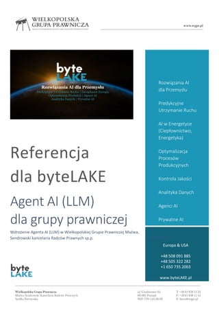 Agent AI (LLM) dla Grupy Prawniczej (WGPR, byteLAKE) | PDF