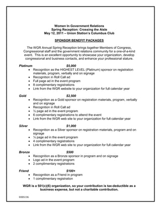 WGR Sponsor Benefits & Commitment Form | PDF | Credit Cards | Personal Debt