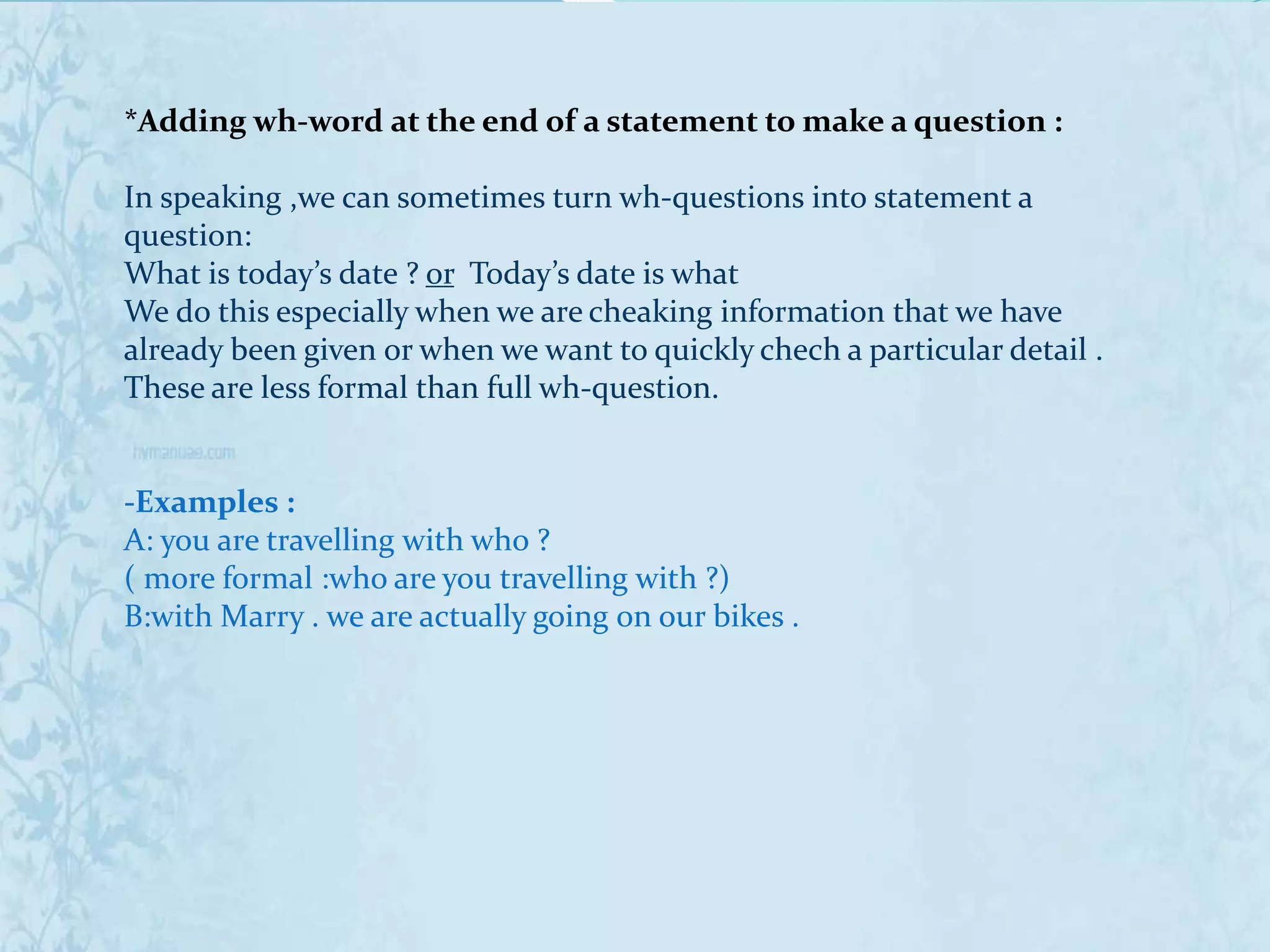 Wh question in english and arabic language | PPTX