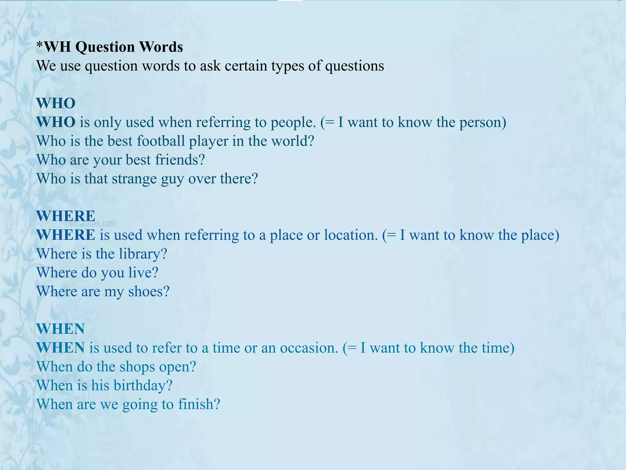 Wh question in english and arabic language | PPTX | Islam | Religion ...