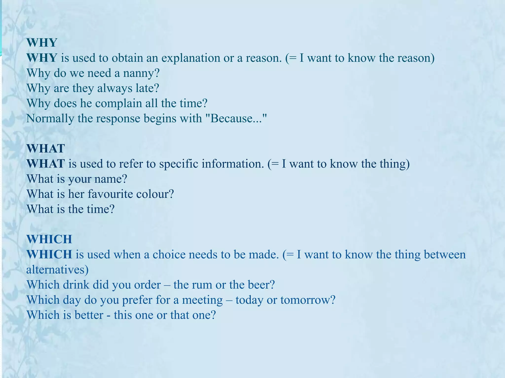 Wh question in english and arabic language | PPTX