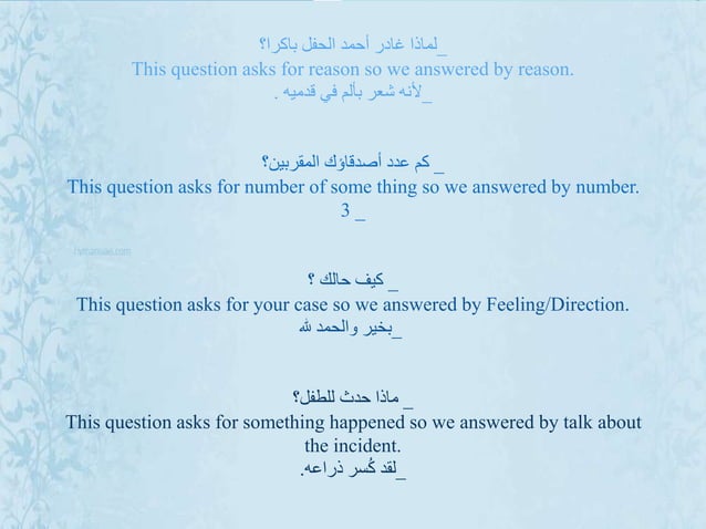 Wh question in english and arabic language | PPTX | Islam | Religion ...