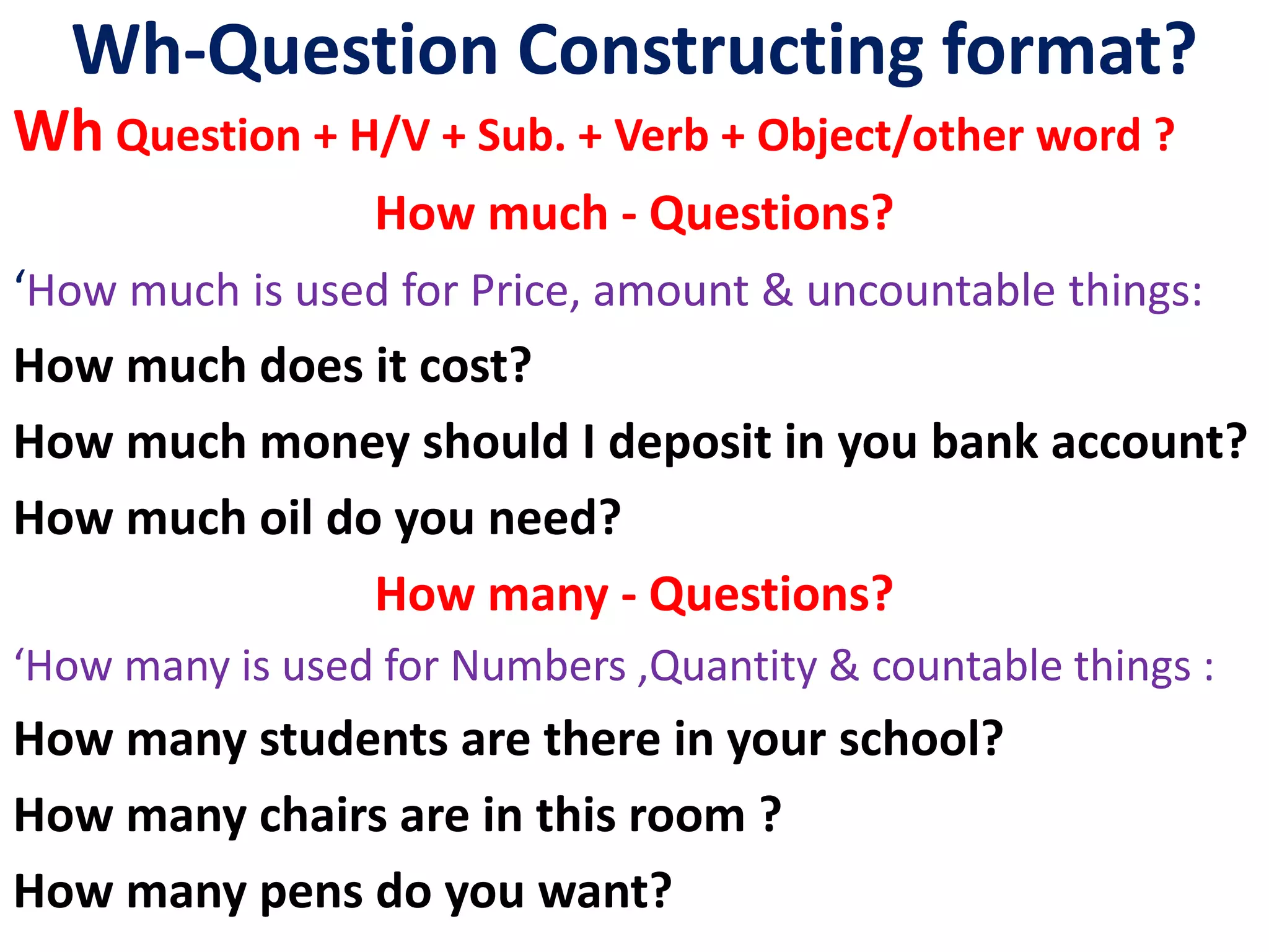Wh question words | PPTX