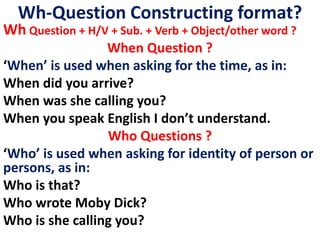 Wh question words | PPTX