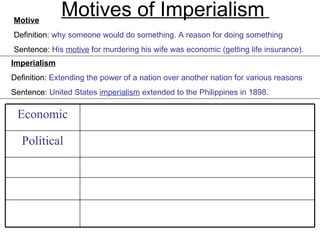 NI 12 Analyzing Imperial Motives worksheet | PPT