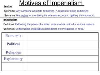 NI 12 Analyzing Imperial Motives worksheet | PPT