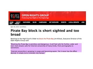 Whac-a-mole web censorship: pirates, proxies and pointlessness | PDF