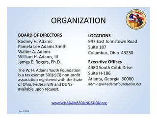 William H. Adams Foundation Introduction | PDF | Developmental Sites ...