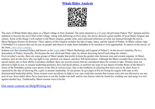 Whale Rider Cultural Analysis | PPT