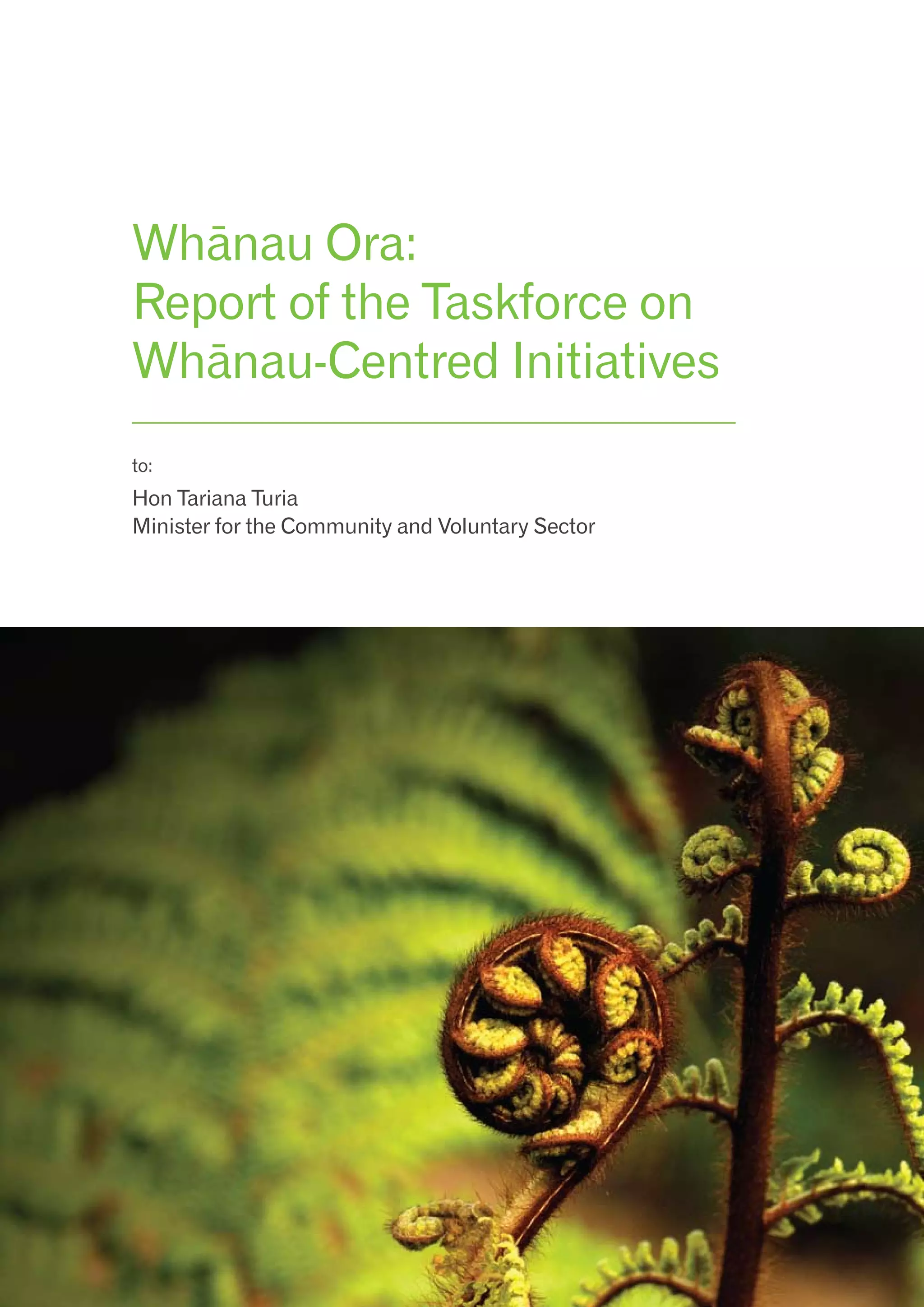 Whanau Ora Taskforce Report 080410 | PDF