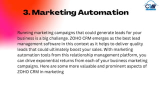 What are the Top 5 Features of Zoho CRM | PDF | Sales | Business