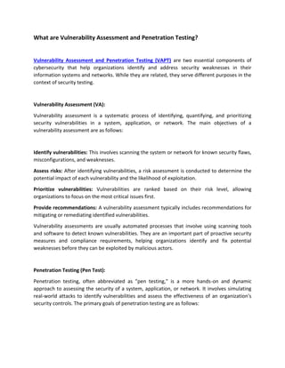 What are Vulnerability Assessment and Penetration Testing? | PDF ...
