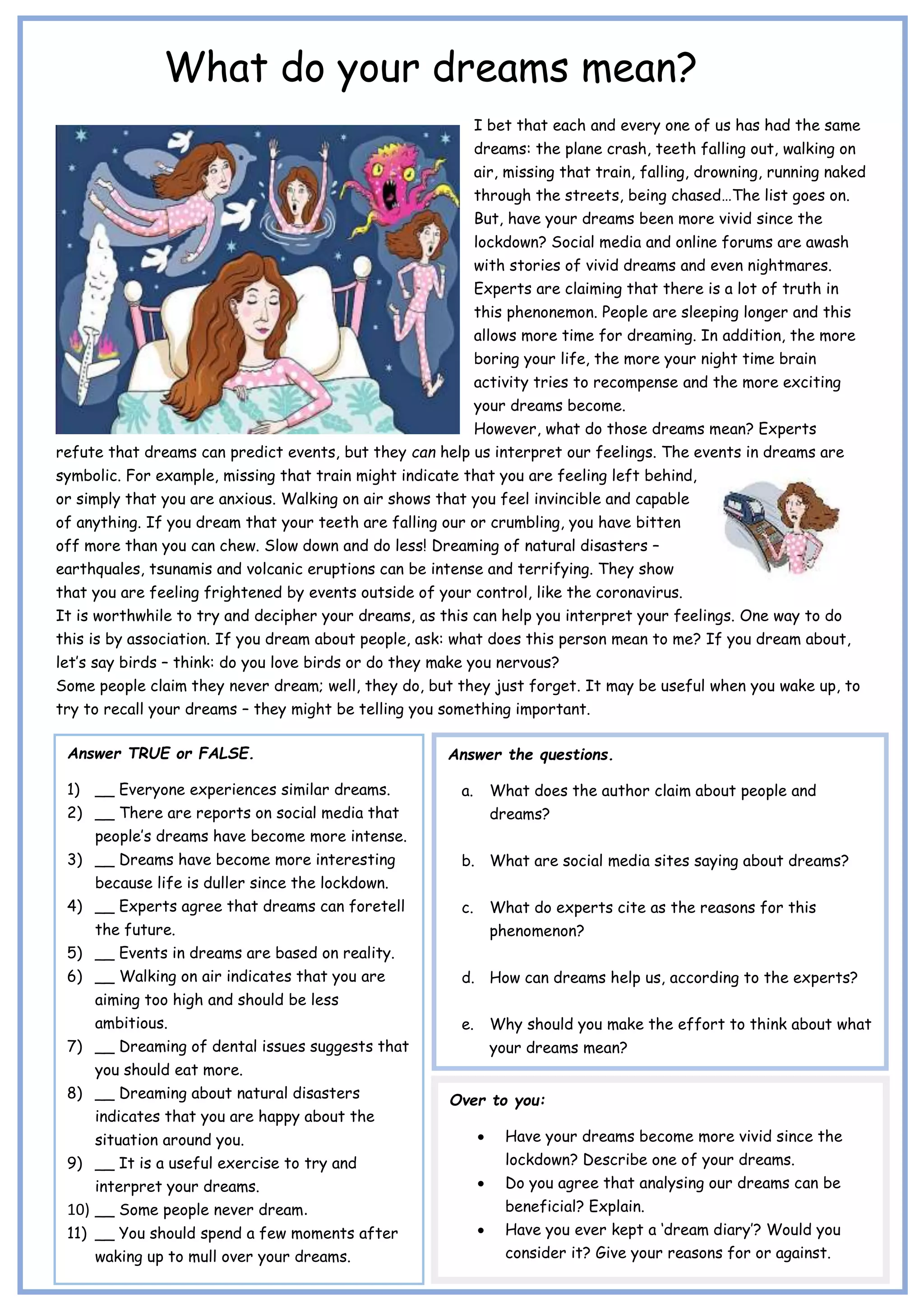 what-do-your-dreams-mean-reading-comprehension-exercises_124257.doc