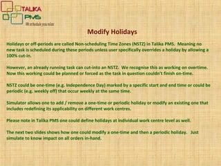 What if analysis in talika pms | PPS