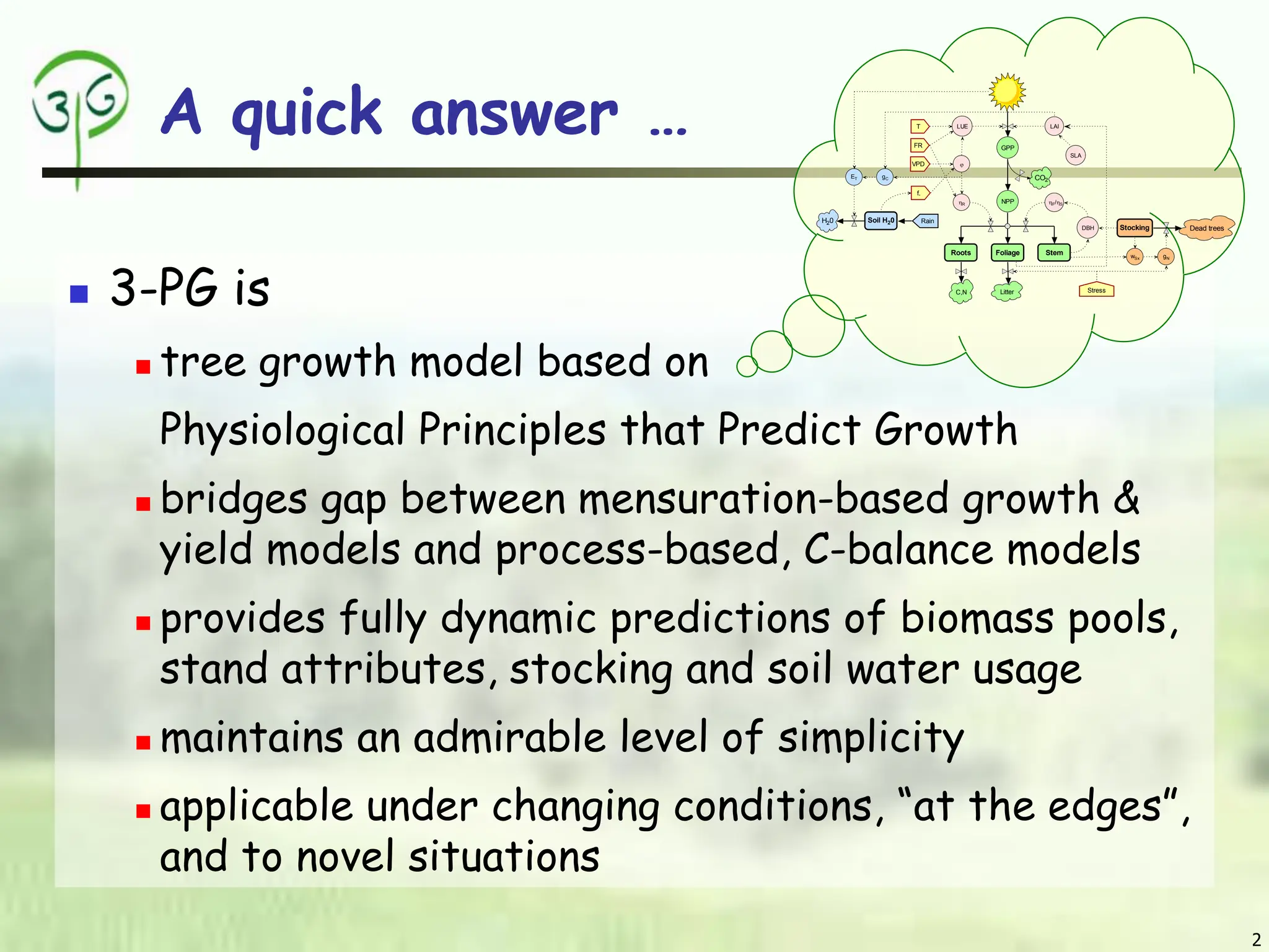 Forest Management: What is 3-PG, and its importance | PPT