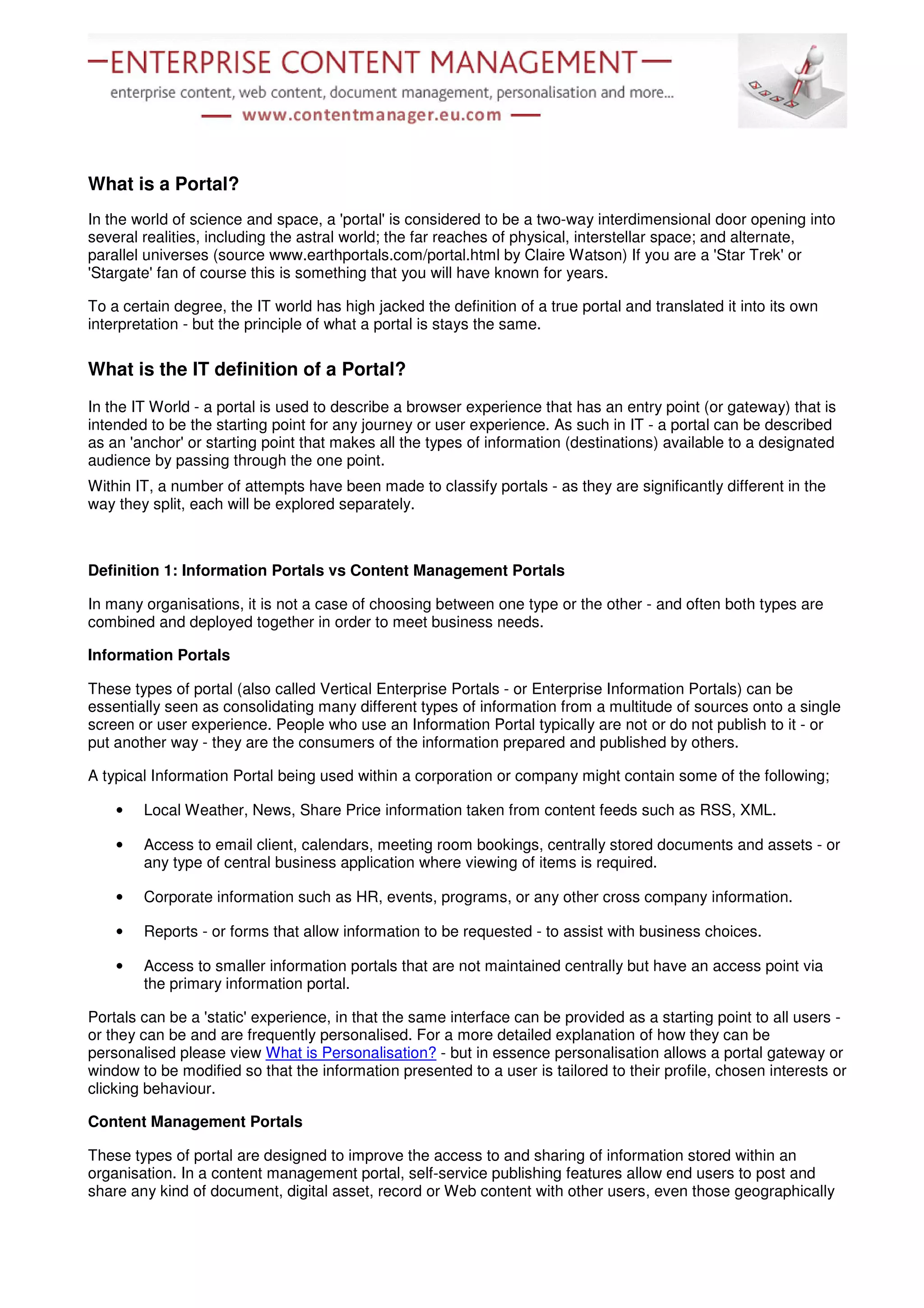 What Is A Portal | PDF | Internet | Computing