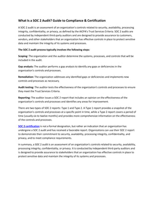 What Is a SOC 2 Audit? Guide to Compliance & Certification | PDF