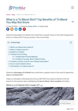 What is a Tri-Blend Shirt? Discover Its Benefits Today | PDF