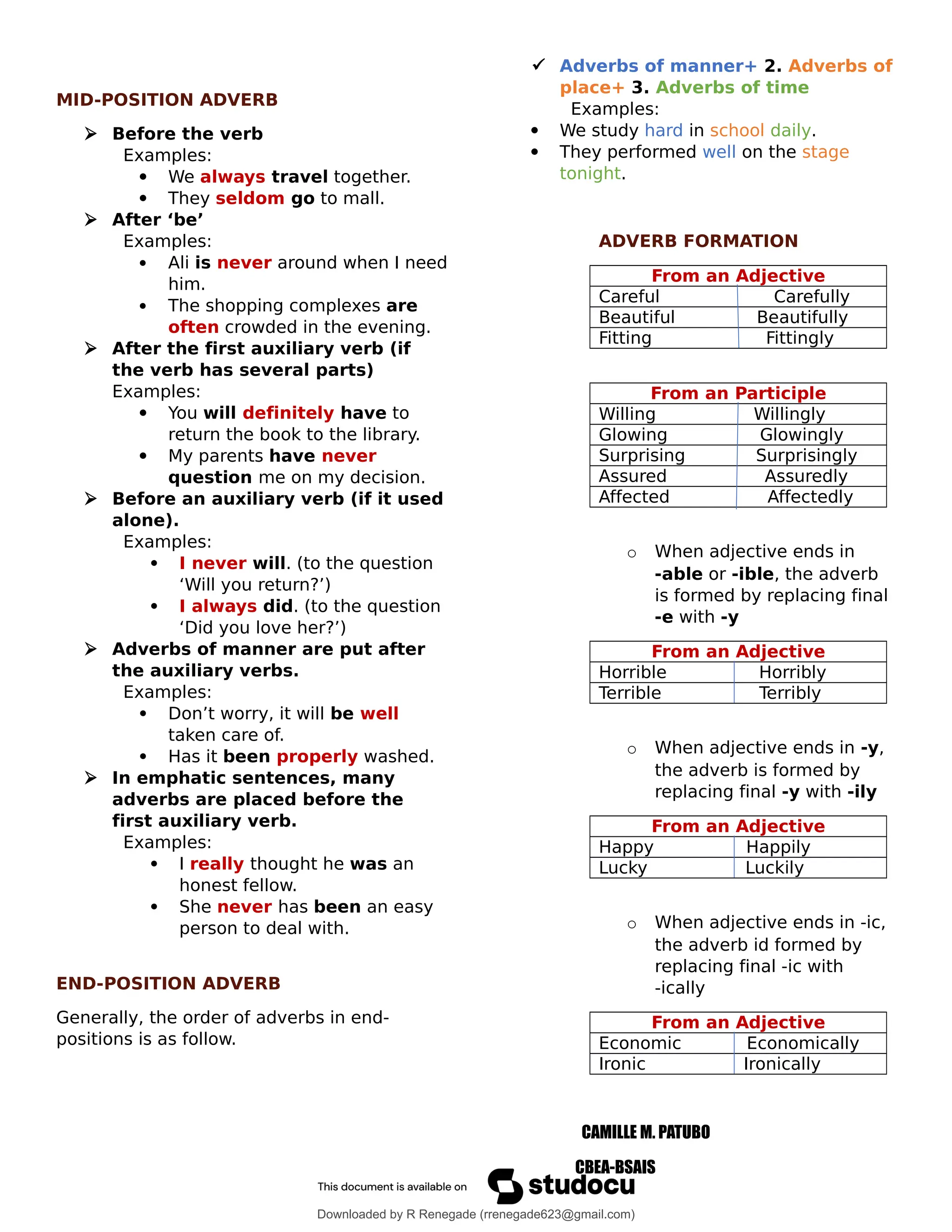 what-is-an-adverb Definition of Adverb Types of adverb | PDF