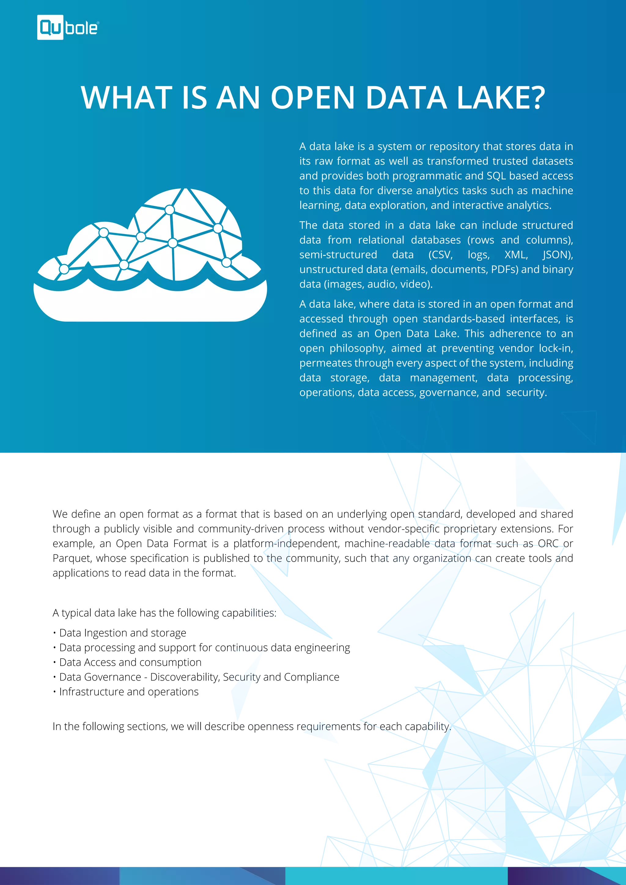 What is an Open Data Lake? - Data Sheets | Whitepaper | PDF