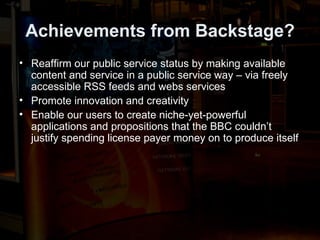 What is Backstage 2006 | PPT