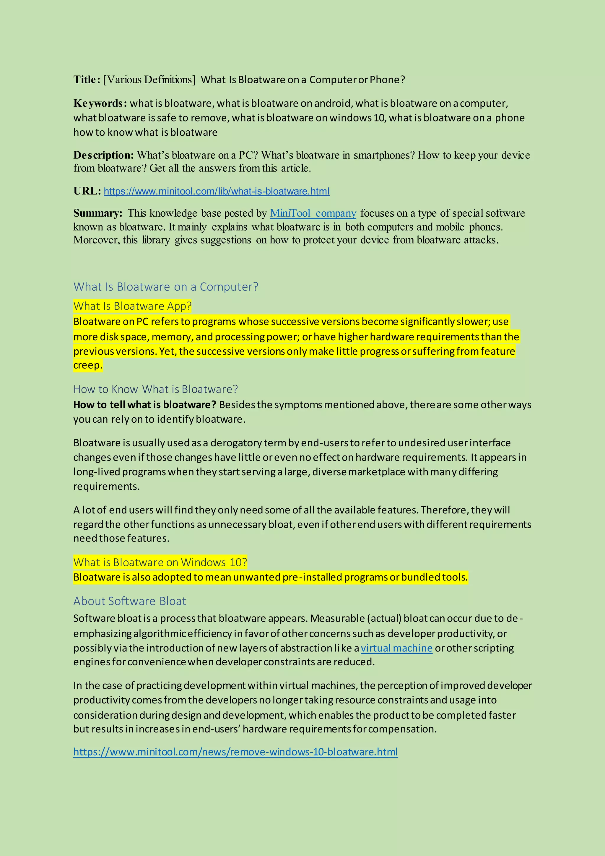 What is bloatware | DOCX