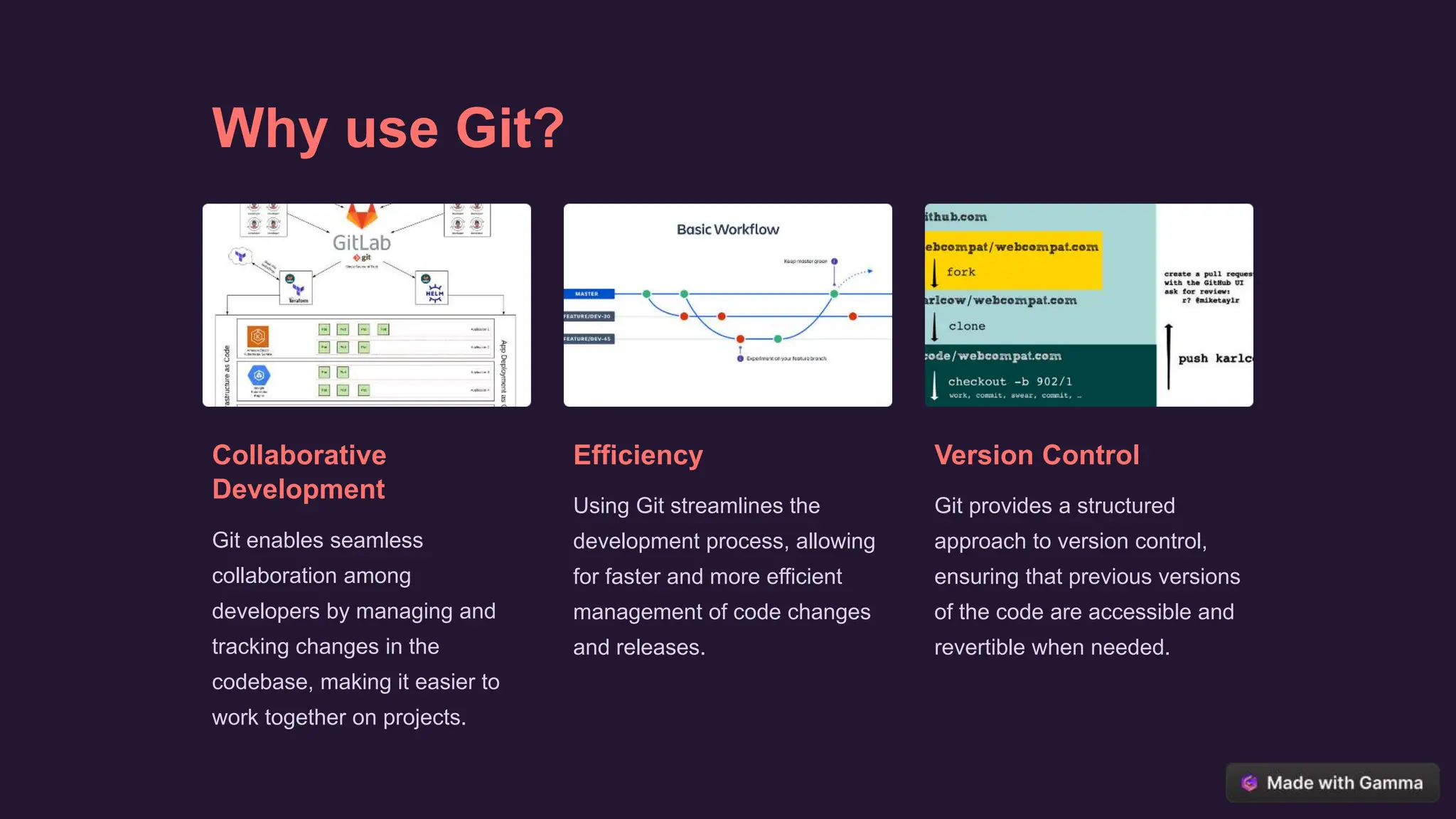 What is git and its features for merge etc | PPTX
