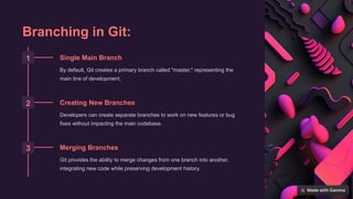 What is git and its features for merge etc | PPTX