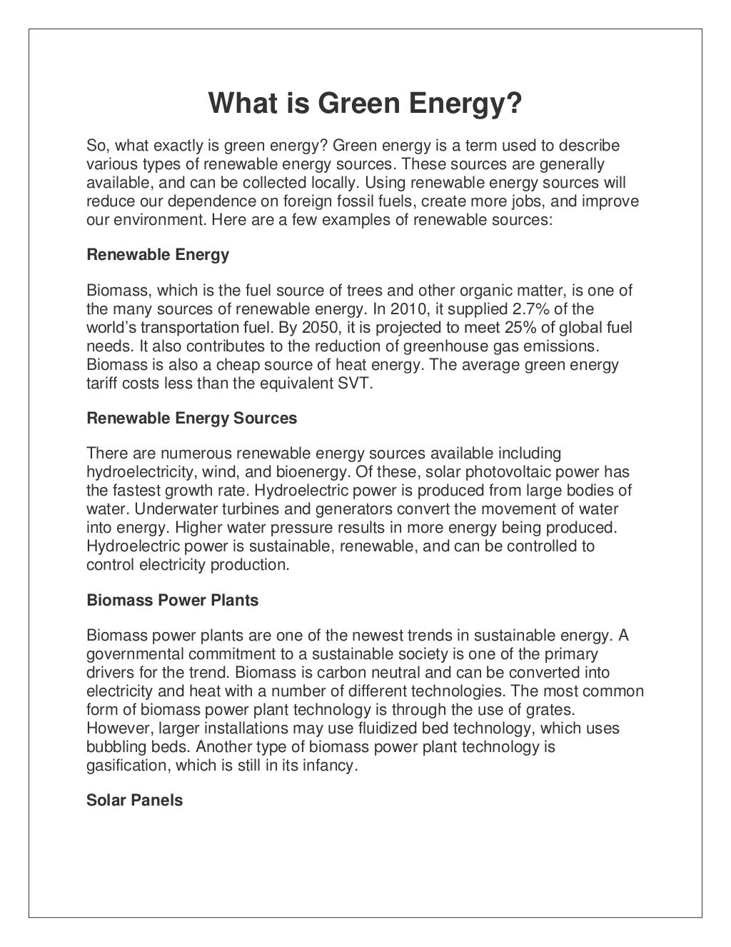 What is Green Energy | PDF