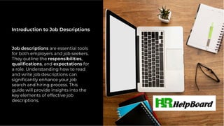 What is Job Description, Writing Job Description | PPT