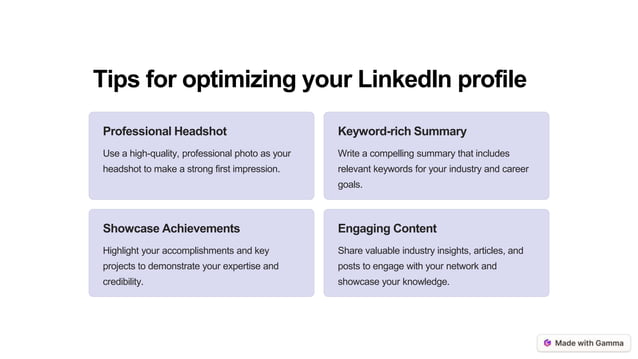 Linkedin Profile Optimisation | Linkedin Profile Building | PPTX
