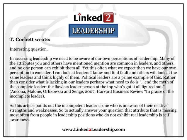 What Is Missing Most In Leaders Today - Linked 2 Leadership | PPT