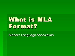 What is MLA Format for the Humanities? | PPT