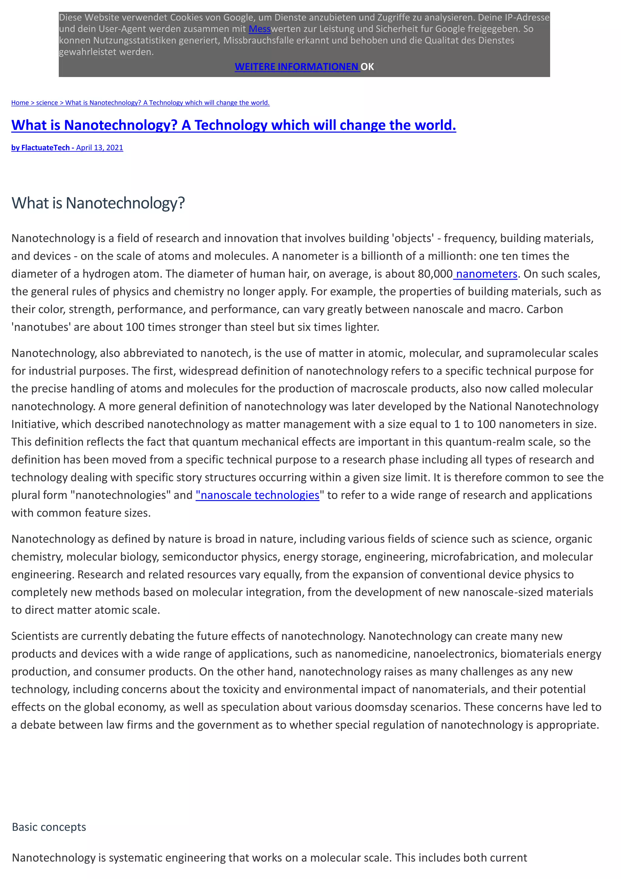 What is Nanotechnology? A Technology which will change the world. | PPT