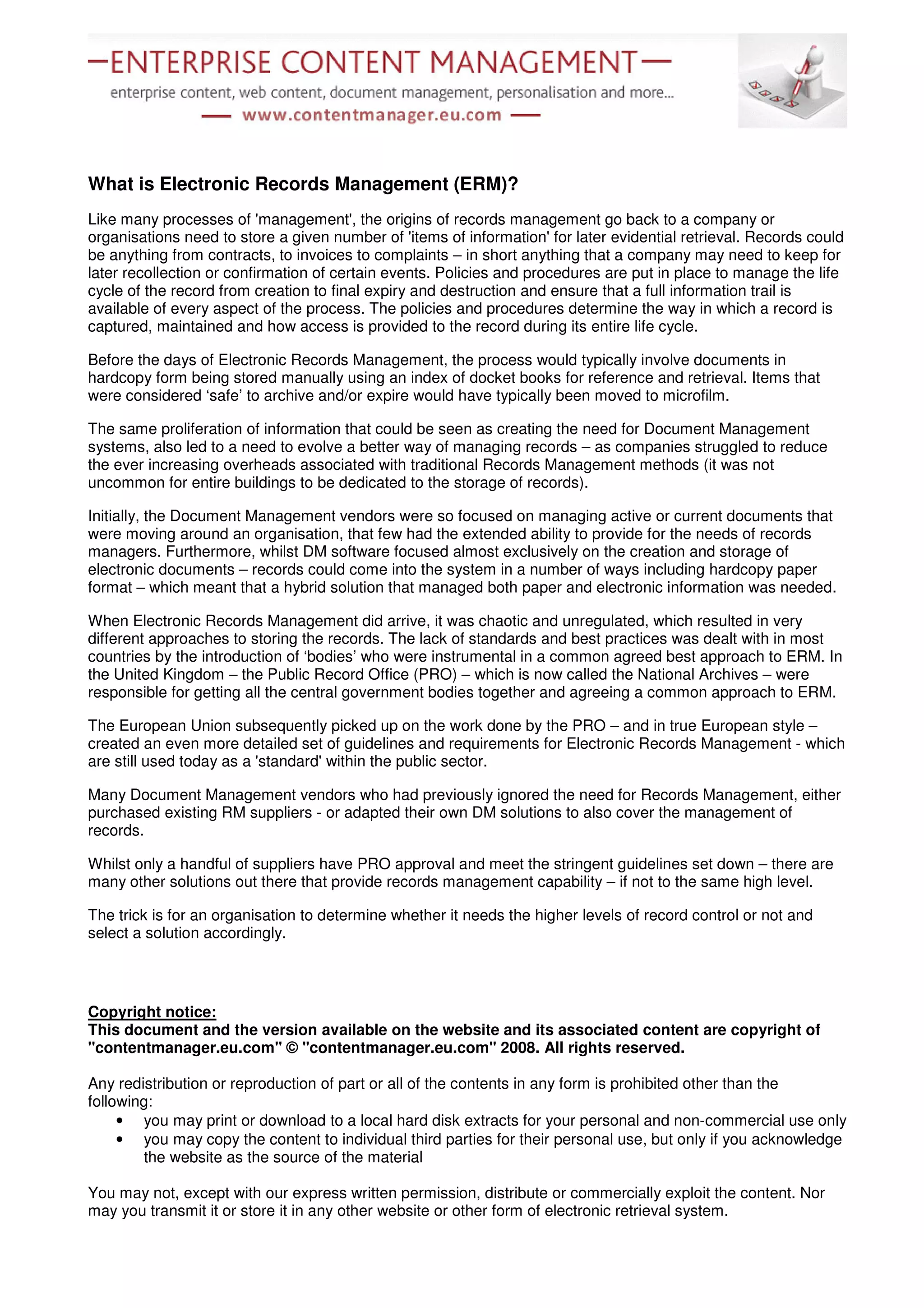 What Is Records Management | PDF