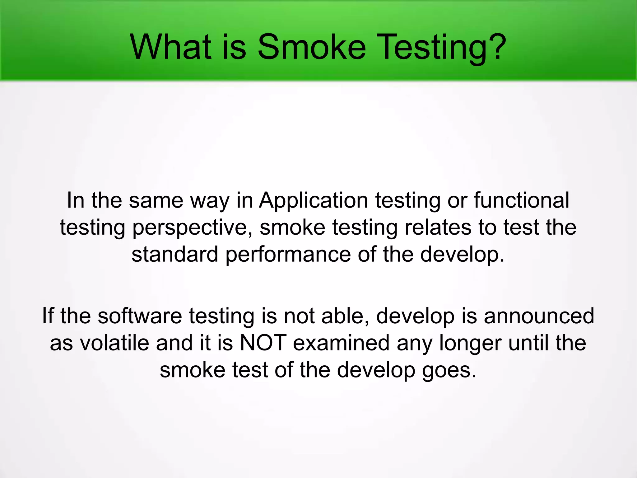What is-smoke-testing ? | PPTX