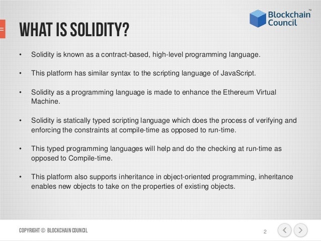 What Is Solidity Programming Language For Ethereum Smart Ccontracts