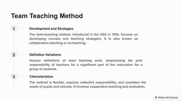 Concept of Team Teaching, Types of Team Teaching | PPTX