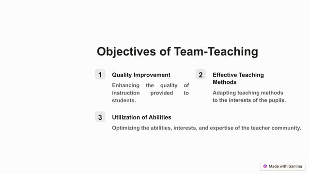Concept of Team Teaching, Types of Team Teaching | PPTX
