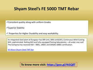 What is the Difference Between FE 500 & FE 500D TMT Bar? | PPTX