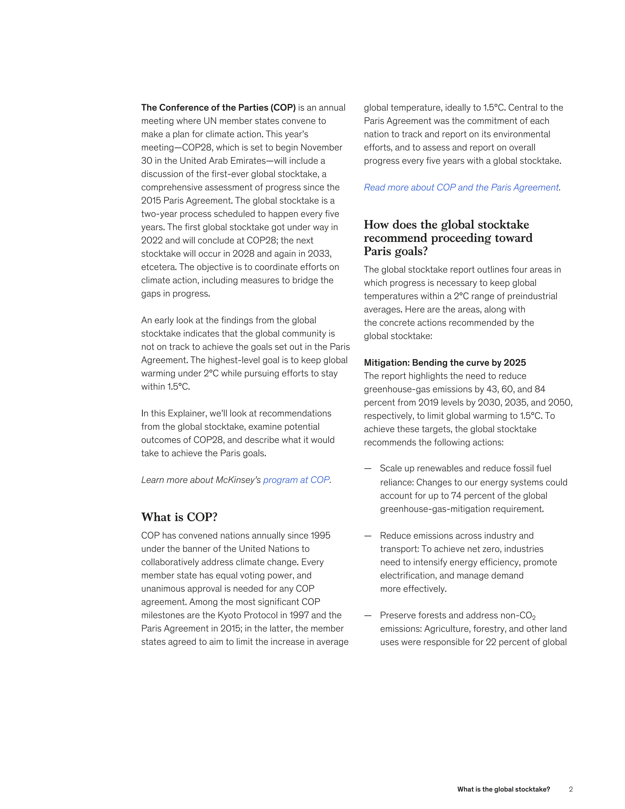McK on COP28: What is the global stocktake? | PDF
