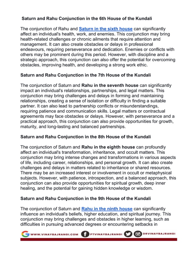 What is the Saturn and Rahu conjunction? | PDF