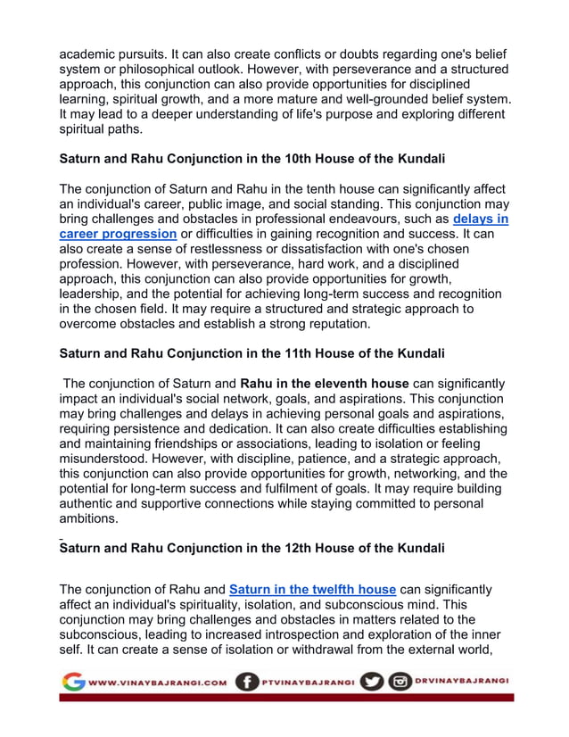 What is the Saturn and Rahu conjunction? | PDF