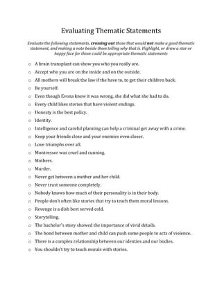 How to write a thematic statement | DOC